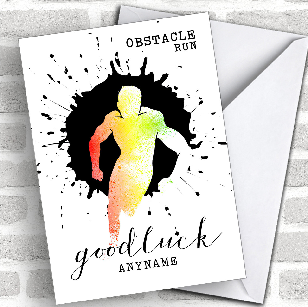 Obstacle Run Good Luck Personalized Good Luck Card - Red Heart Print