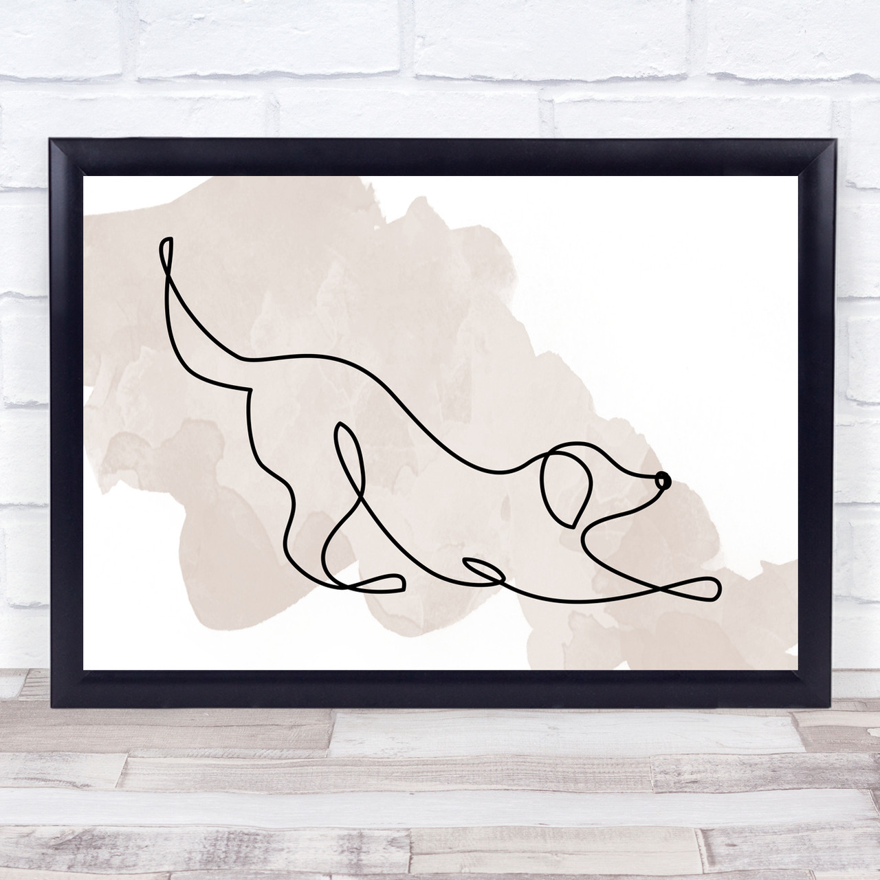 Watercolor Line Art Stretching Dog Decorative Wall Art Print - Red ...