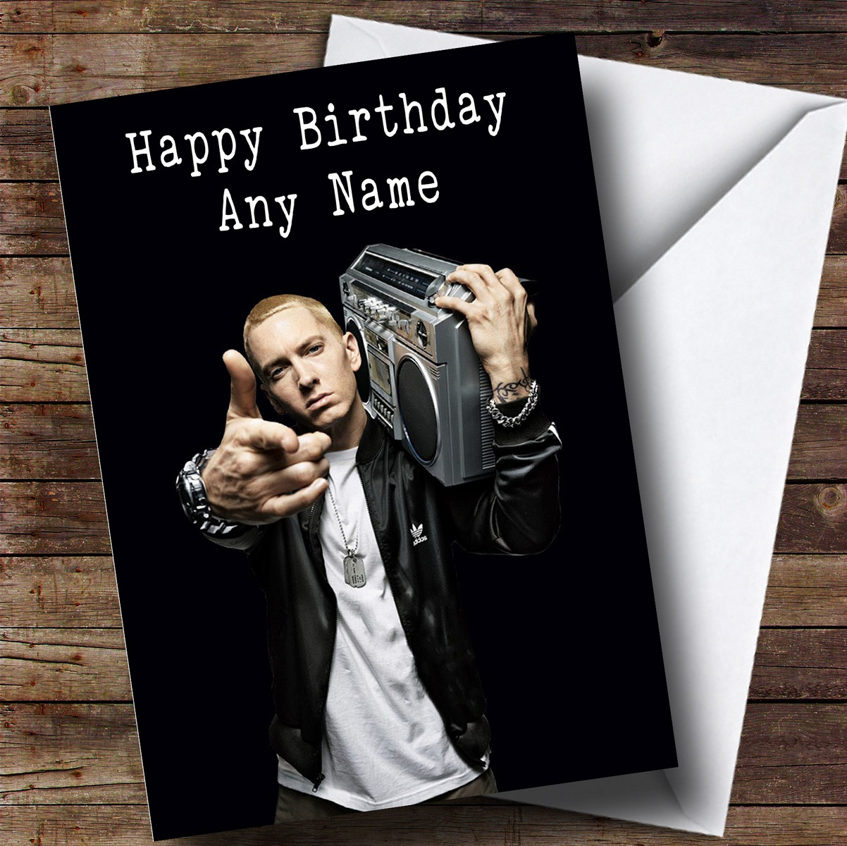 Personalized Eminem Celebrity Birthday Card - Red Heart Print
