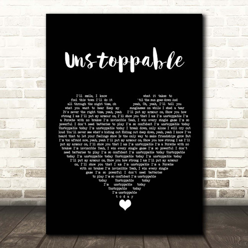 Sia Unstoppable Black Heart Song Lyric Print - Red Heart Print