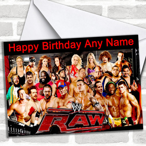 Wwe Raw Personalized Birthday Card - Red Heart Print