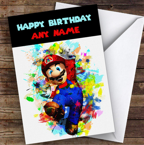 Super Mario Bros Watercolor Splatter Children's Kids Personalized ...