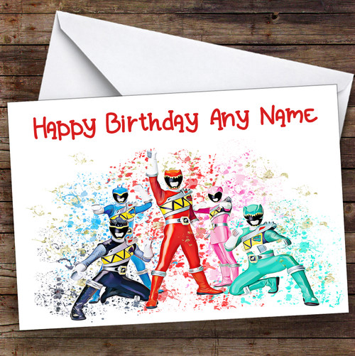 Power Rangers Dino Charge Splatter Art Children's Kids Birthday Card ...