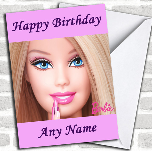 Barbie Personalized Birthday Card - Red Heart Print
