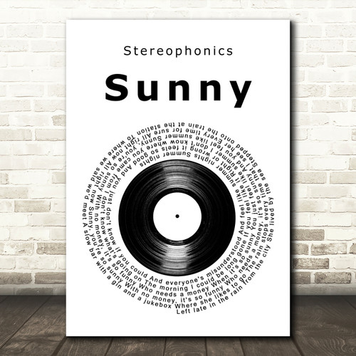 Stereophonics Sunny Vinyl Record Song Lyric Art Print - Red Heart Print