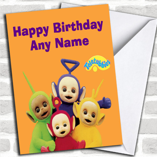 Teletubbies Personalized Children's Birthday Card - Red Heart Print