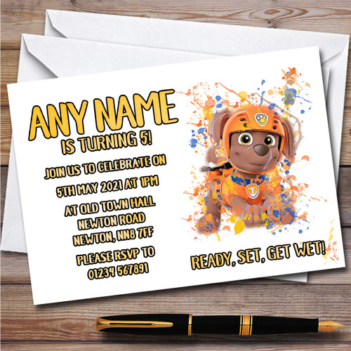 Paw Patrol Zooma Splatter Art Children's Personalized Birthday Party ...
