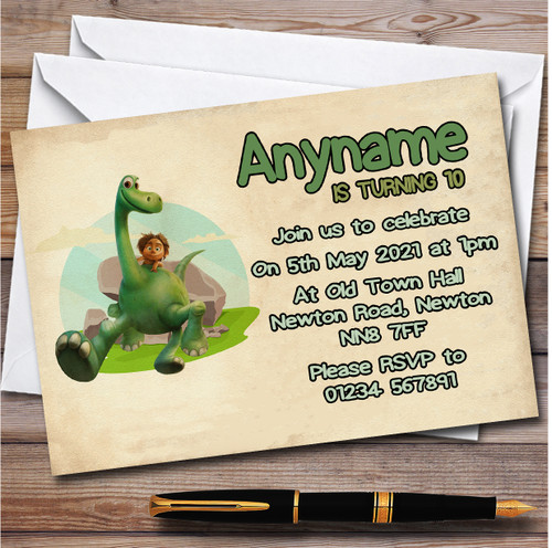 The Good Dinosaur Arlo Vintage Children's Birthday Party Invitations ...