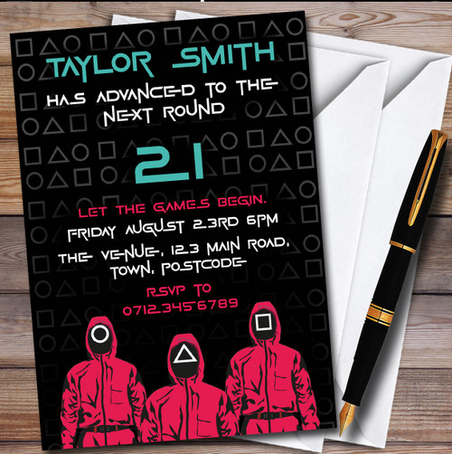 Squid Game Next Round personalized Birthday Party Invitations - Red ...