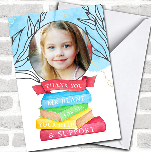 Thank You Teacher Books Photo School Leavers Personalized Card - Red ...