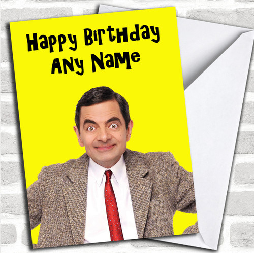 Mr Bean Personalized Birthday Card - Red Heart Print