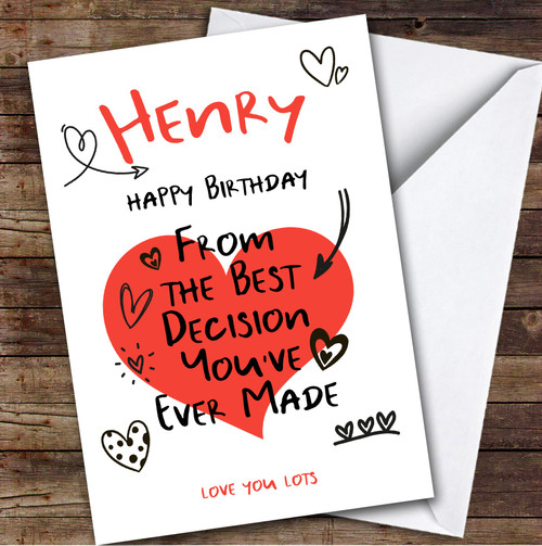 Personalized Funny Love Note Birthday Card - Red Heart Print
