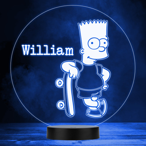 The Simpson's Family Bart Skateboard Kid's TV MultiColor Lamp Night ...