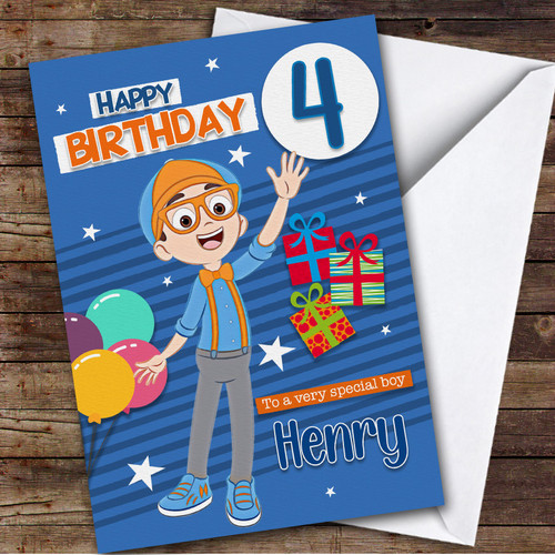 Blue Background Blippi Balloons Any Age Personalized Kid's Birthday ...