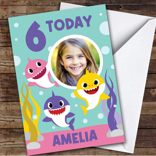 Baby Shark Girl's Photo Any Age Children's Personalized Kid's Birthday ...