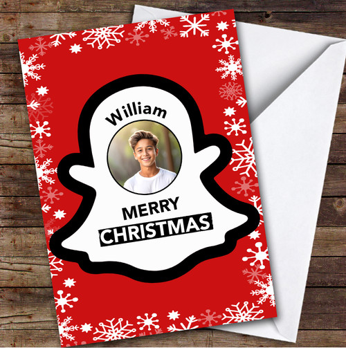 Snapchat Photo Custom Kids Personalized Christmas Holiday Card - Red ...
