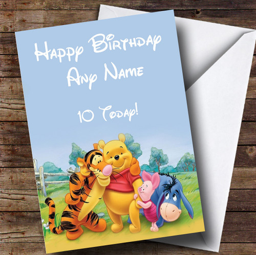Personalized Disney Winnie The Pooh & Friends Children's Birthday Card ...