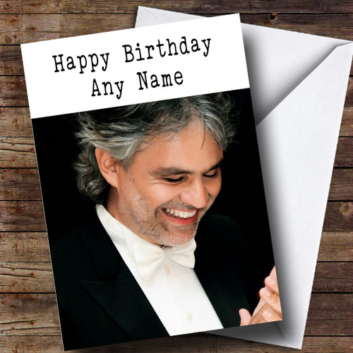 Personalized Andrea Bocelli Celebrity Birthday Card - Red Heart Print