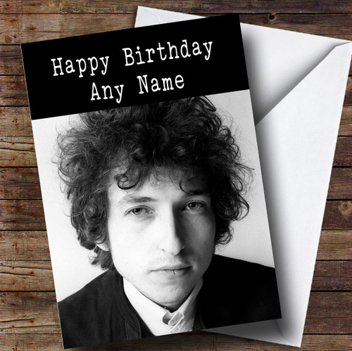 Personalized Bob Dylan Celebrity Birthday Card - Red Heart Print