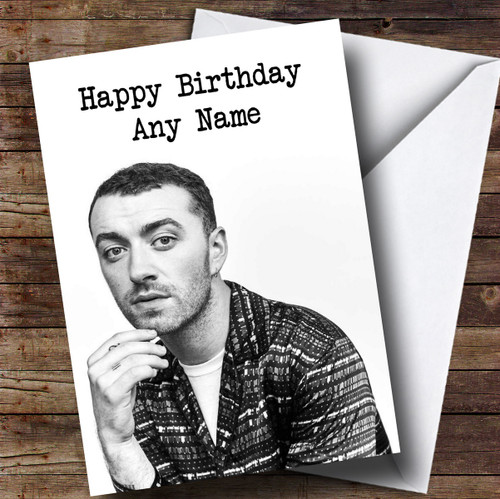 Personalized Sam Smith Celebrity Birthday Card - Red Heart Print