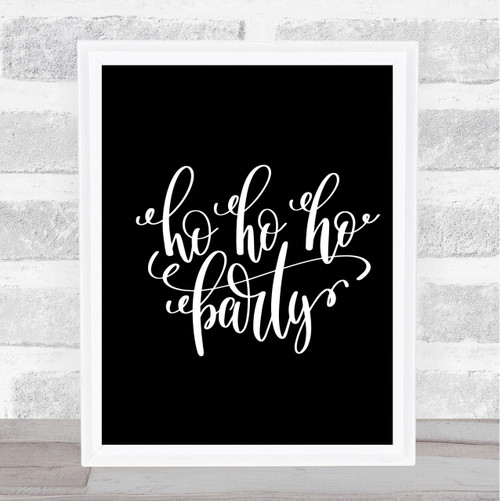 Christmas Ho Ho Ho Party Quote Print Black & White - Red Heart Print