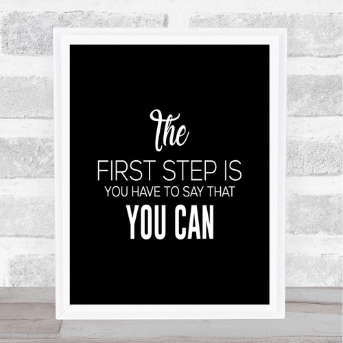 First Step Quote Print Black & White - Red Heart Print