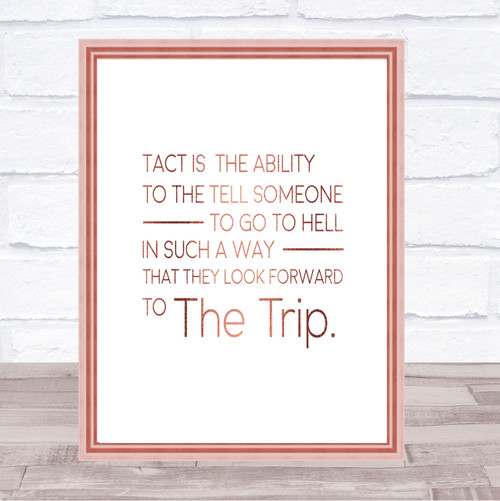 Tact Is The Ability Quote Print Poster Rose Gold Wall Art - Red Heart Print