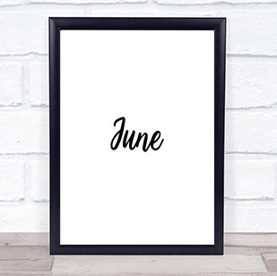 June Quote Print Poster Typography Word Art Picture - Red Heart Print