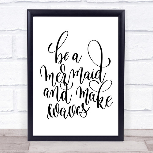 Be A Mermaid Quote Print Poster Typography Word Art Picture - Red Heart ...