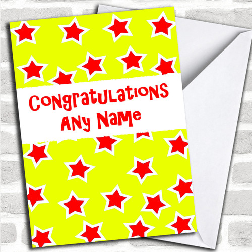 Red And Yellow Personalized Congratulations Card - Red Heart Print
