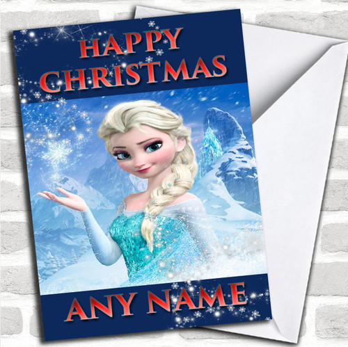 Elsa Frozen Christmas Card Personalized - Red Heart Print
