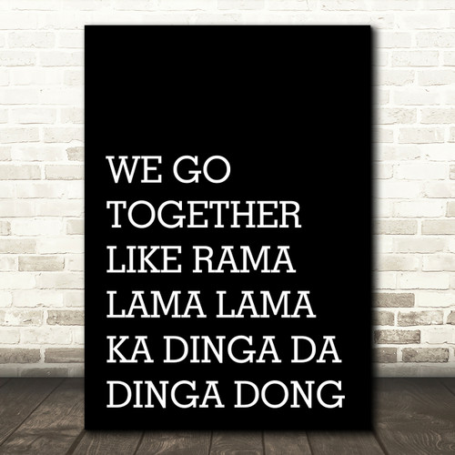 Black Grease We Go Together Song Lyric Quote Print - Red Heart Print