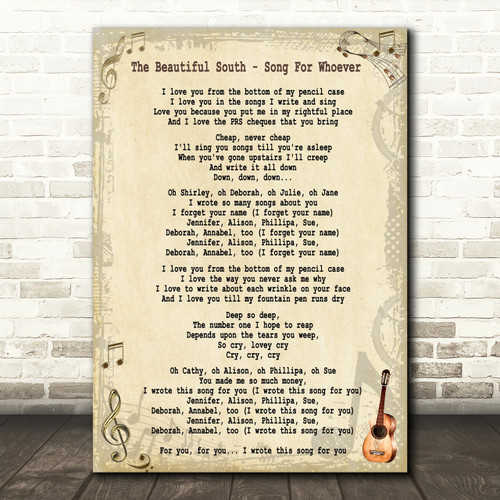 The Beautiful South Song For Whoever Song Lyric Quote Print - Red Heart ...