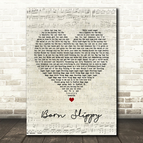 Underworld Born Slippy Script Heart Song Lyric Print - Red Heart Print