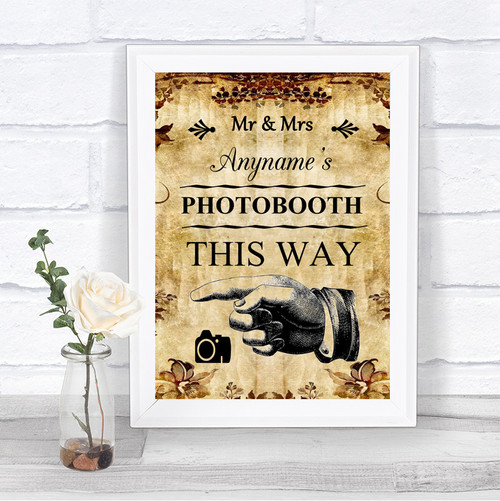 Autumn Vintage Photobooth This Way Left Personalized Wedding Sign - Red ...