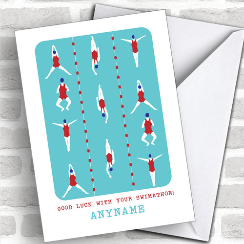 Swimathon Female Swimmers Good Luck Personalized Good Luck Card - Red ...
