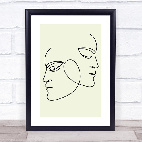 Block Colour Line Art Opposite Faces Decorative Wall Art Print - Red ...