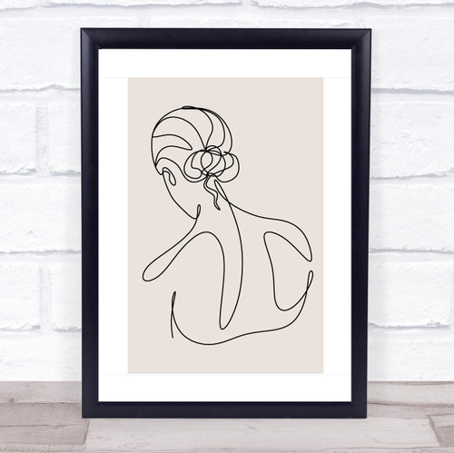 Block Colour Line Art Back Of Lady Decorative Wall Art Print - Red ...