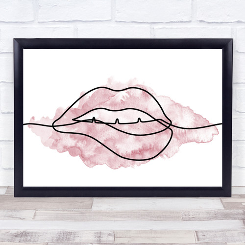 Watercolor Line Art Lips Decorative Wall Art Print - Red Heart Print