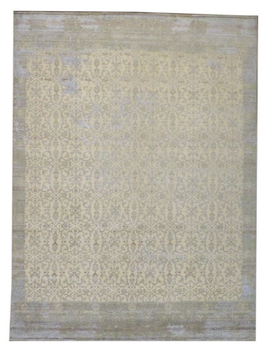 Transitional Vintage Erase Design 9'0"x12'0" Hand-knotted Rug -W768