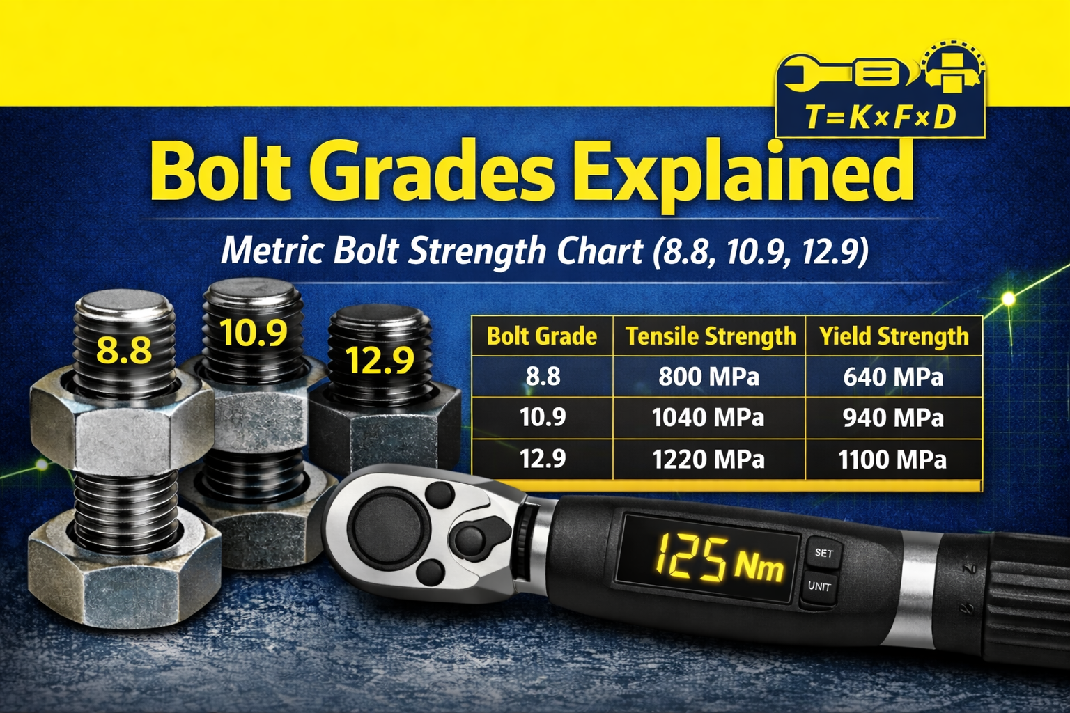 Bolt Grades Explained | Metric Bolt Strength Chart 4.6, 8.8, 10.9, 12.9 ...