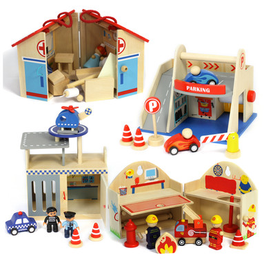 Wooden Emergency Service Playsets | Talking Turtle
