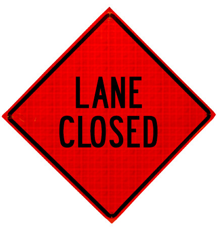 Lane Closed Roll-Up Sign from Dornbos Sign & Safety Inc.