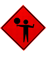Flagger Paddle Symbol Roll-Up Sign from Dornbos Sign & Safety Inc.