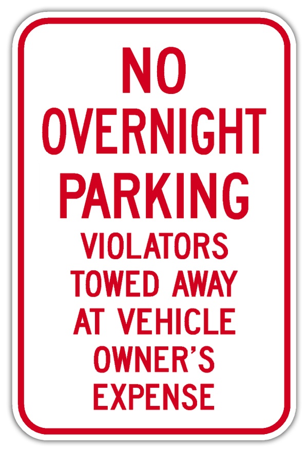 No Overnight Parking Signs