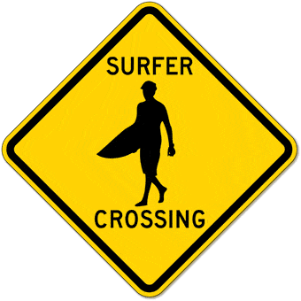 Surfer Crossing Sign by Dornbos Sign & Safety Inc.