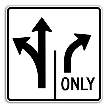 Left/Thru Right Only Sign | Dornbos Sign & Safety, Inc.