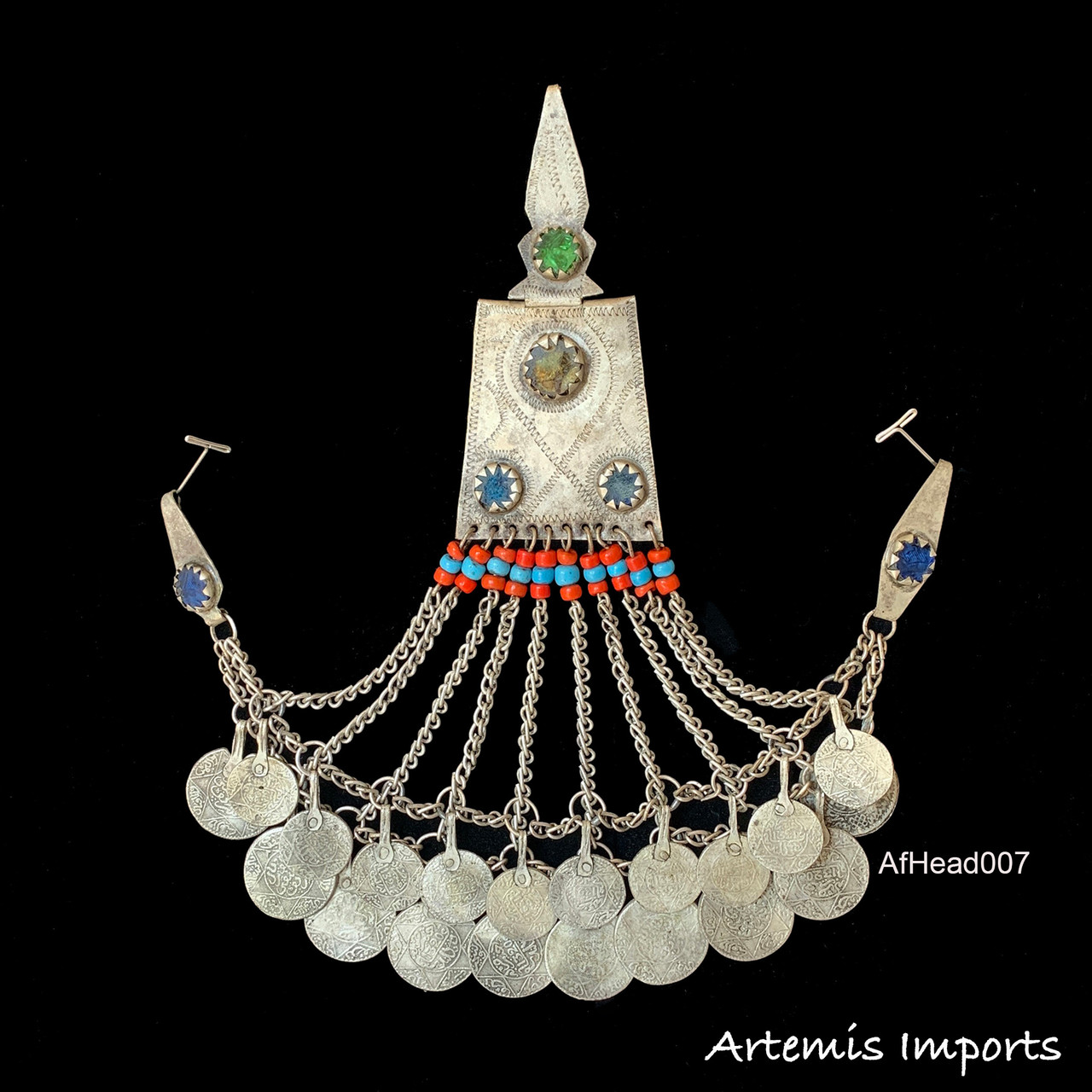 Moroccan Coin, Bead and Chain Head Piece - Artemis Imports Belly Dance ...