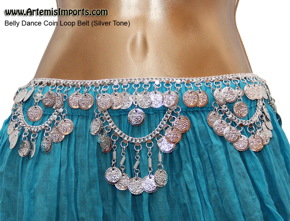 Belly Dance Belt with Chain Loops & Coins - Gold or Silver - Artemis ...