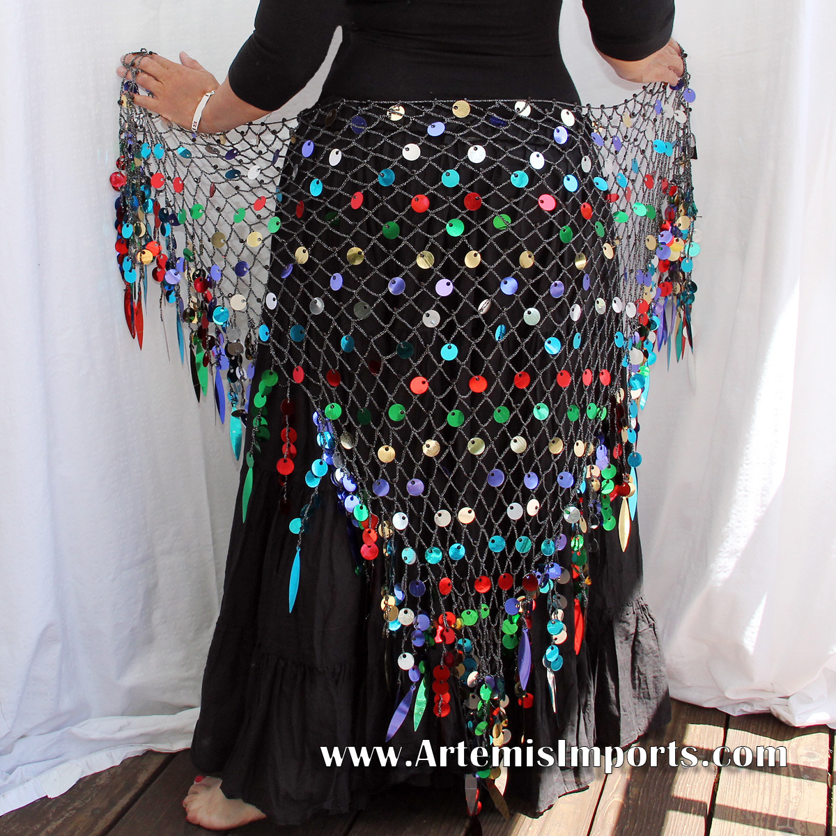 Belly Dance Crochet & Paillettes Shimmer Shawls Hip Wrap - Artemis ...